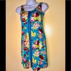 Dresses | Turquoise Pink Floral Print Sleeveless Dress | Poshmark